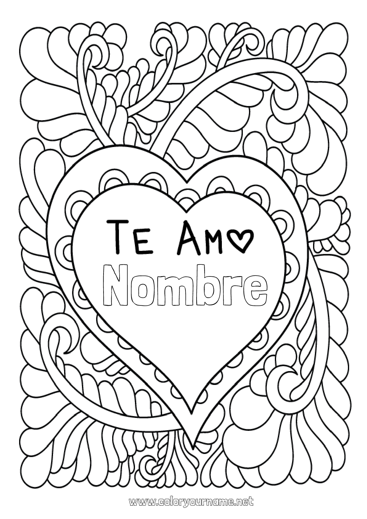 Nº De Colorear 982 Corazón Te Amo Día De San Valentín