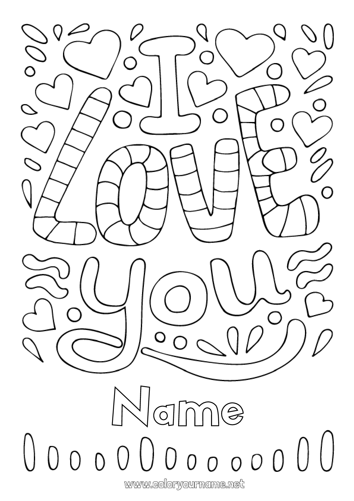 Coloring page No.986 - I love you "Love": message