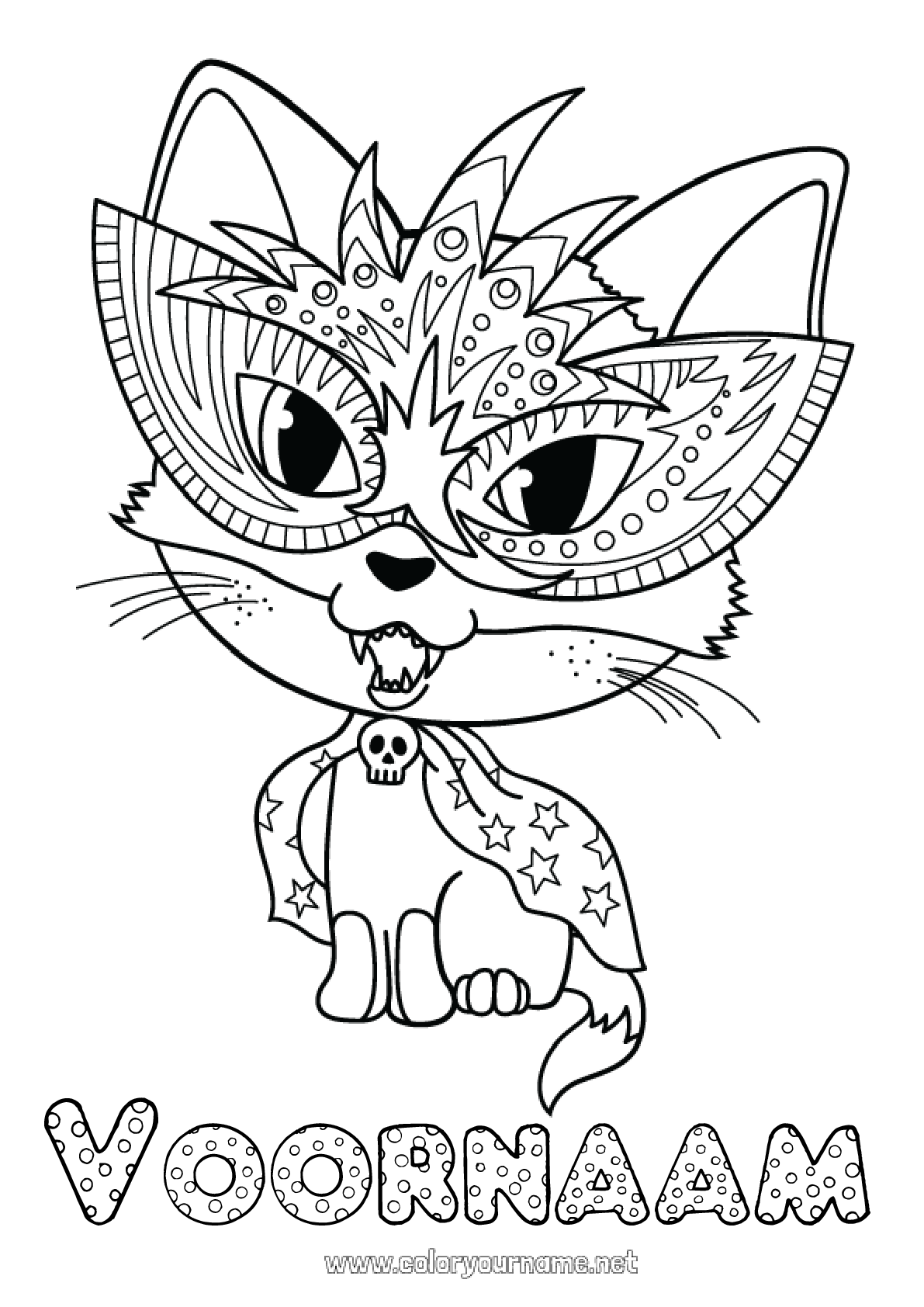 Kleurplaat nr.992 - Vermomming Masker Kat