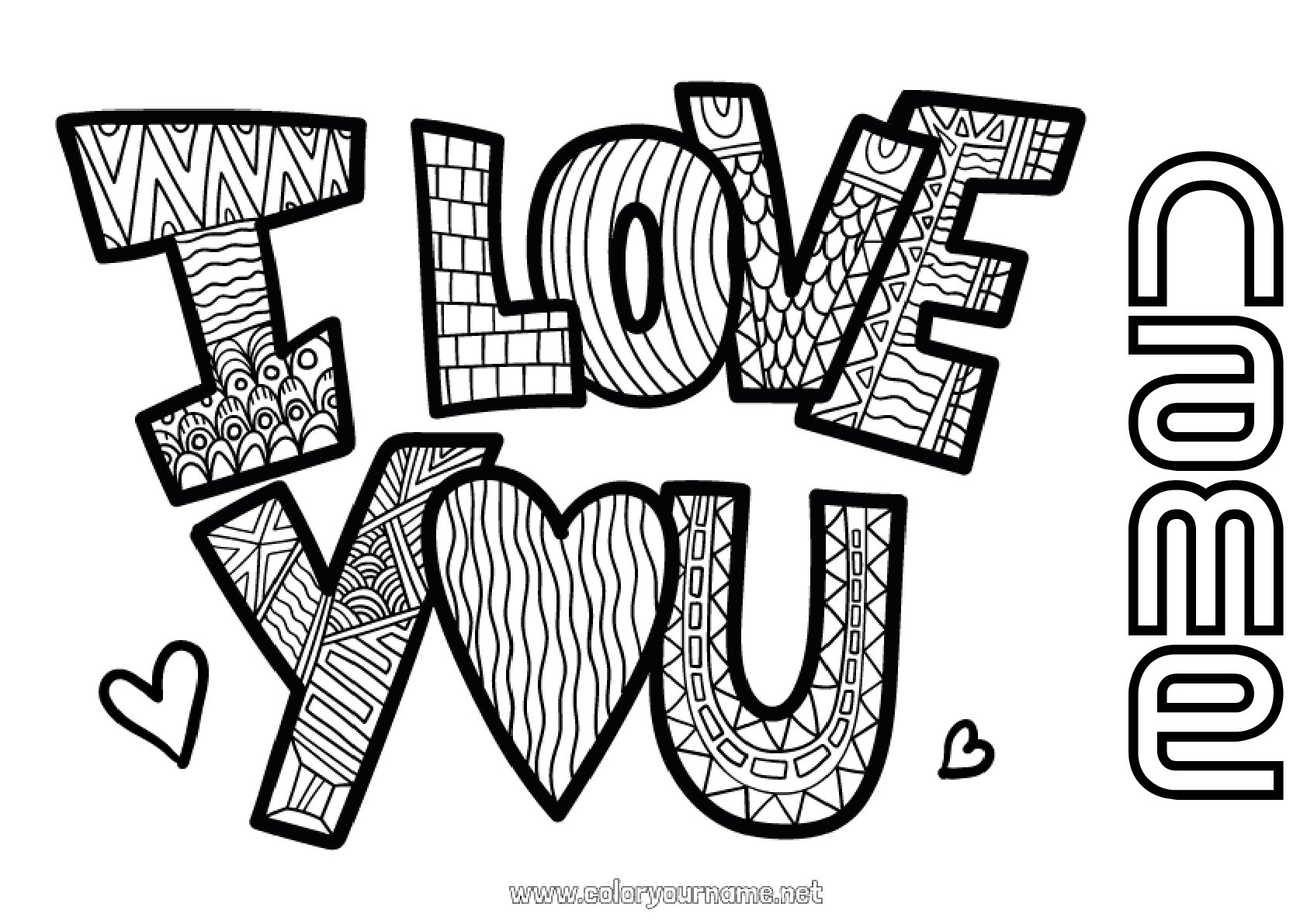 Coloring page No.998 - I love you "Love": message
