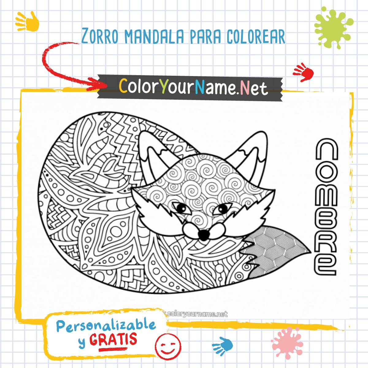 Zorro mandala para colorear