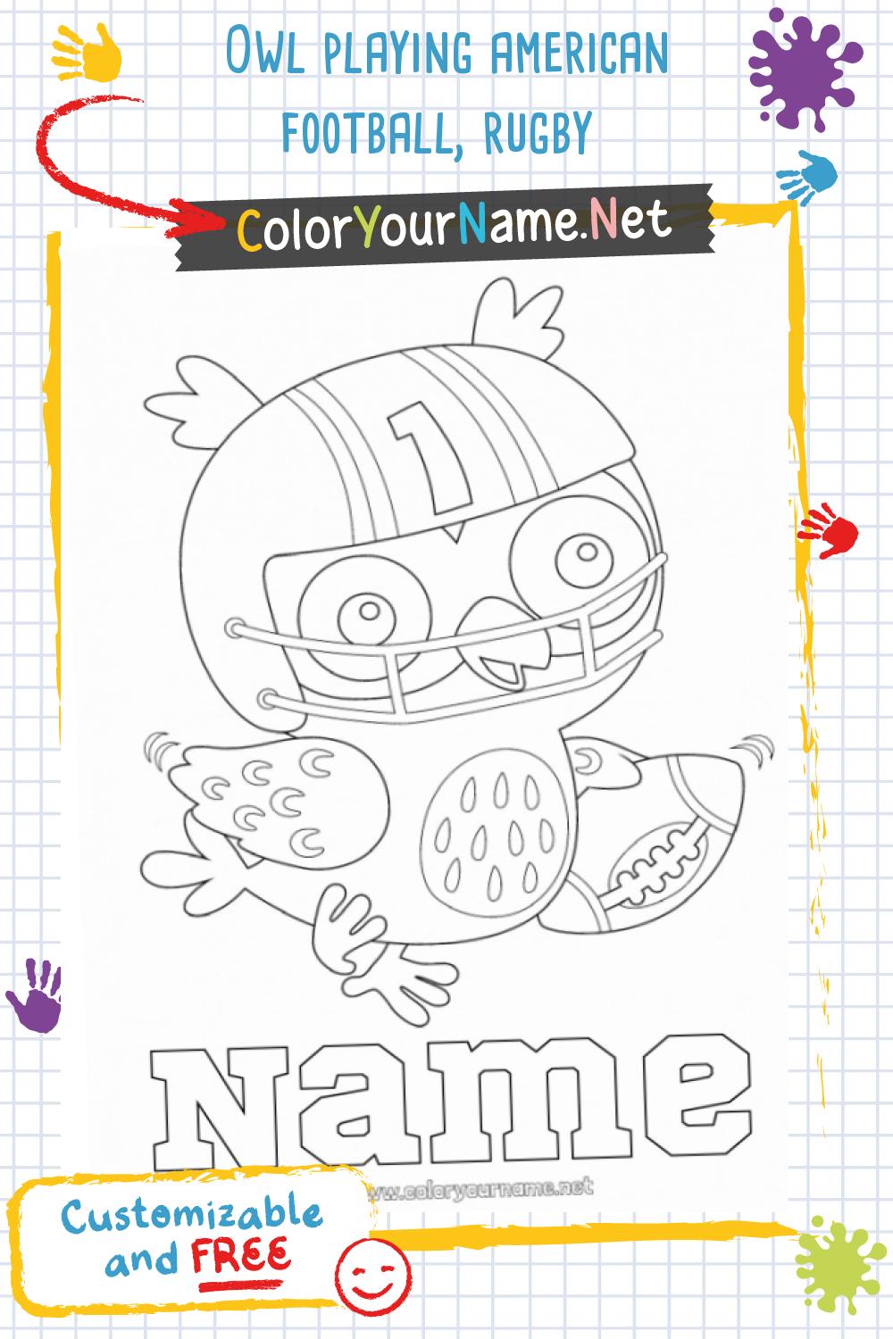 Owl playing american football, rugby