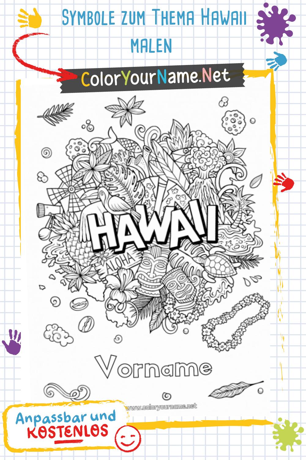 Symbole zum Thema Hawaii malen
