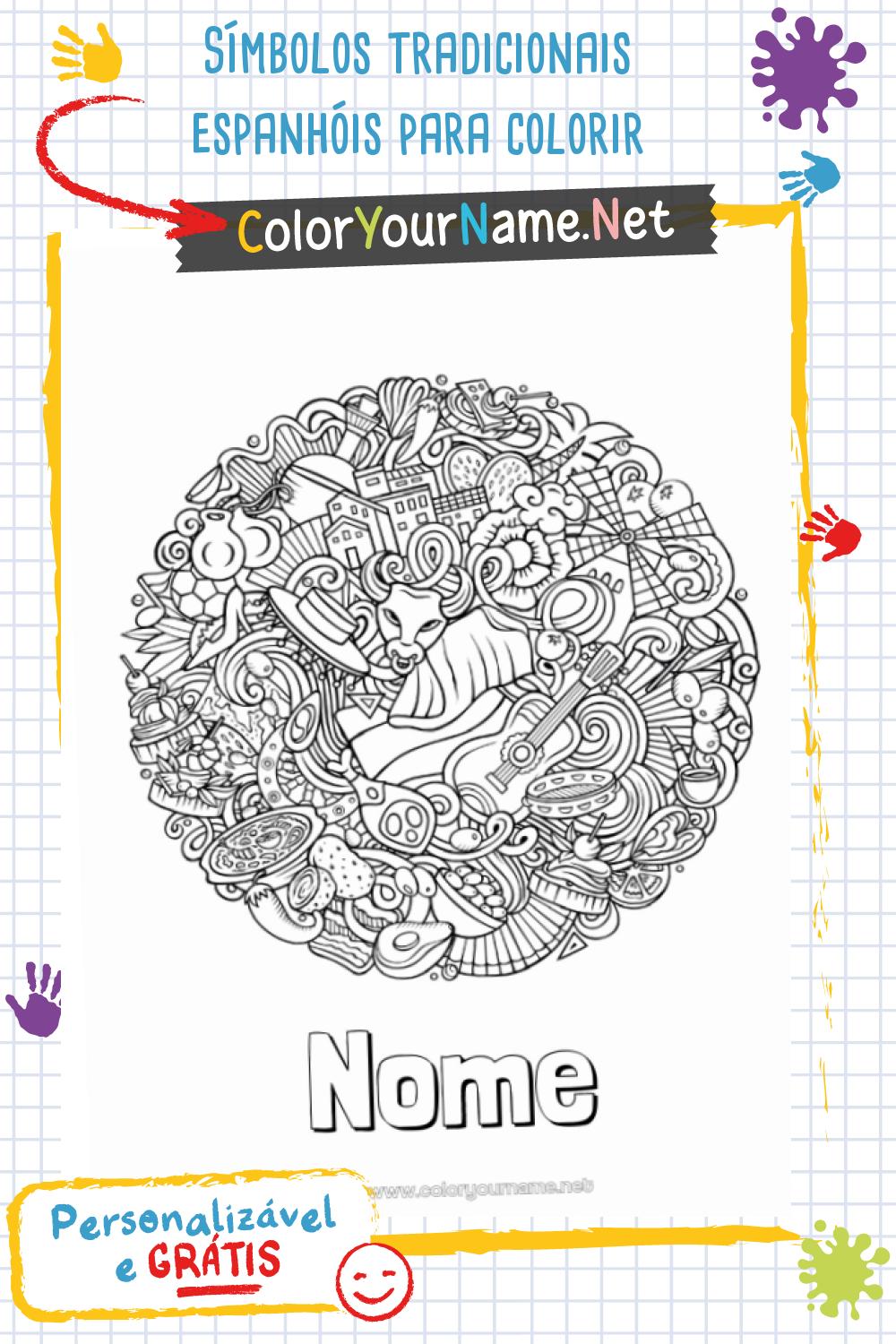 Símbolos tradicionais espanhóis para colorir