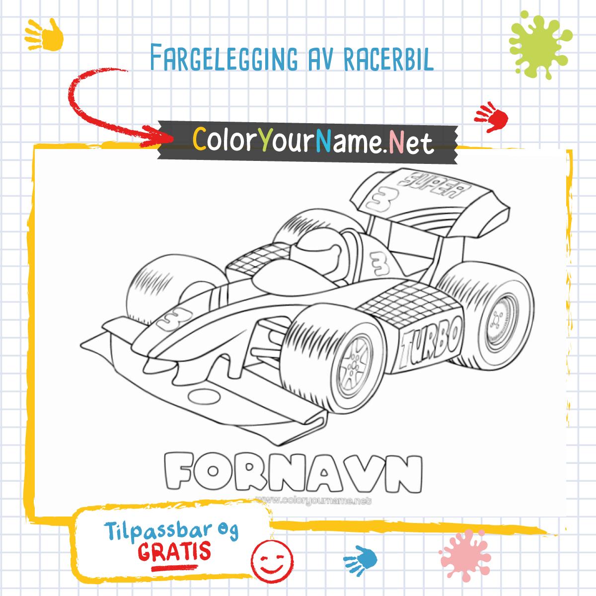 Fargelegging av racerbil