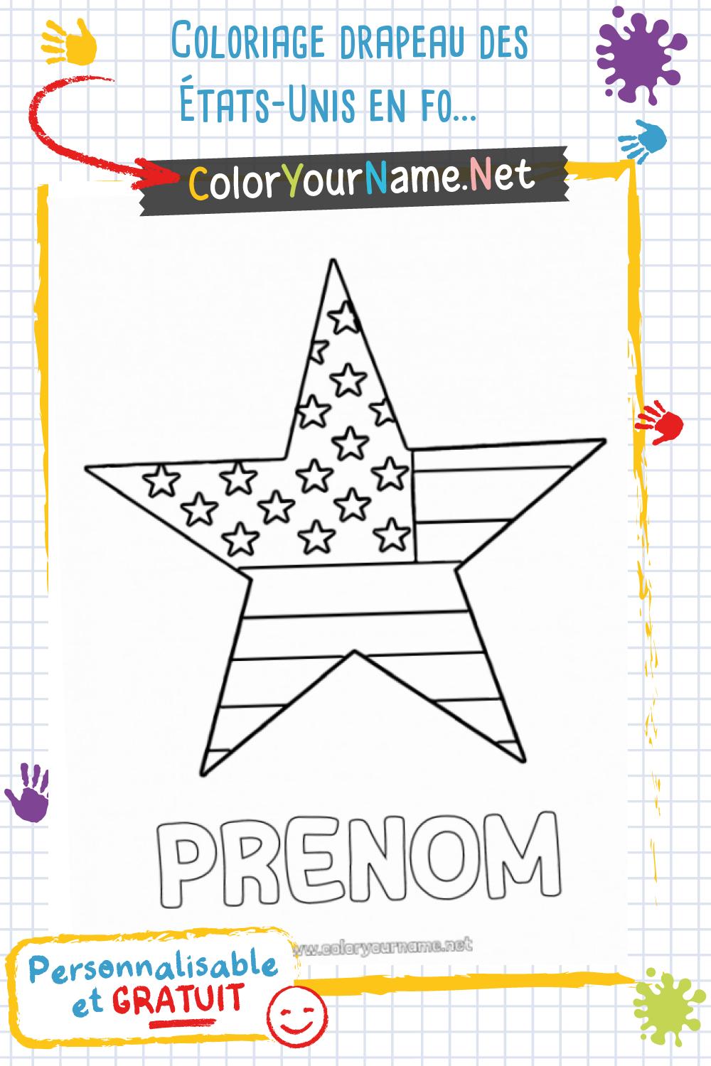 Coloriage drapeau des États-Unis en forme d'étoile