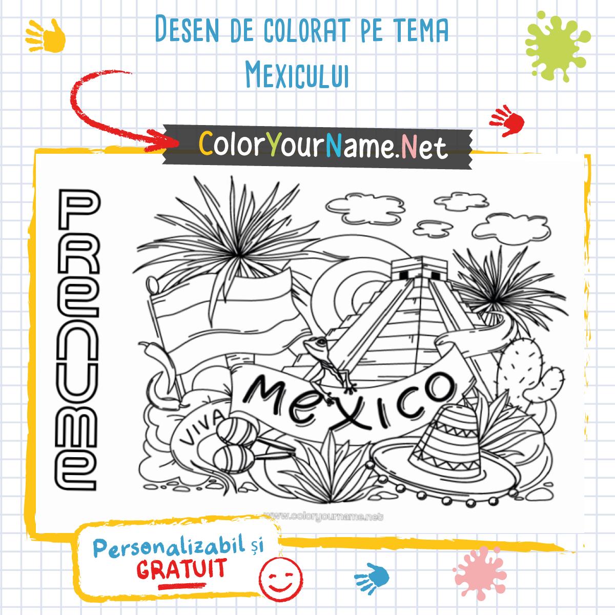 Desen de colorat pe tema Mexicului