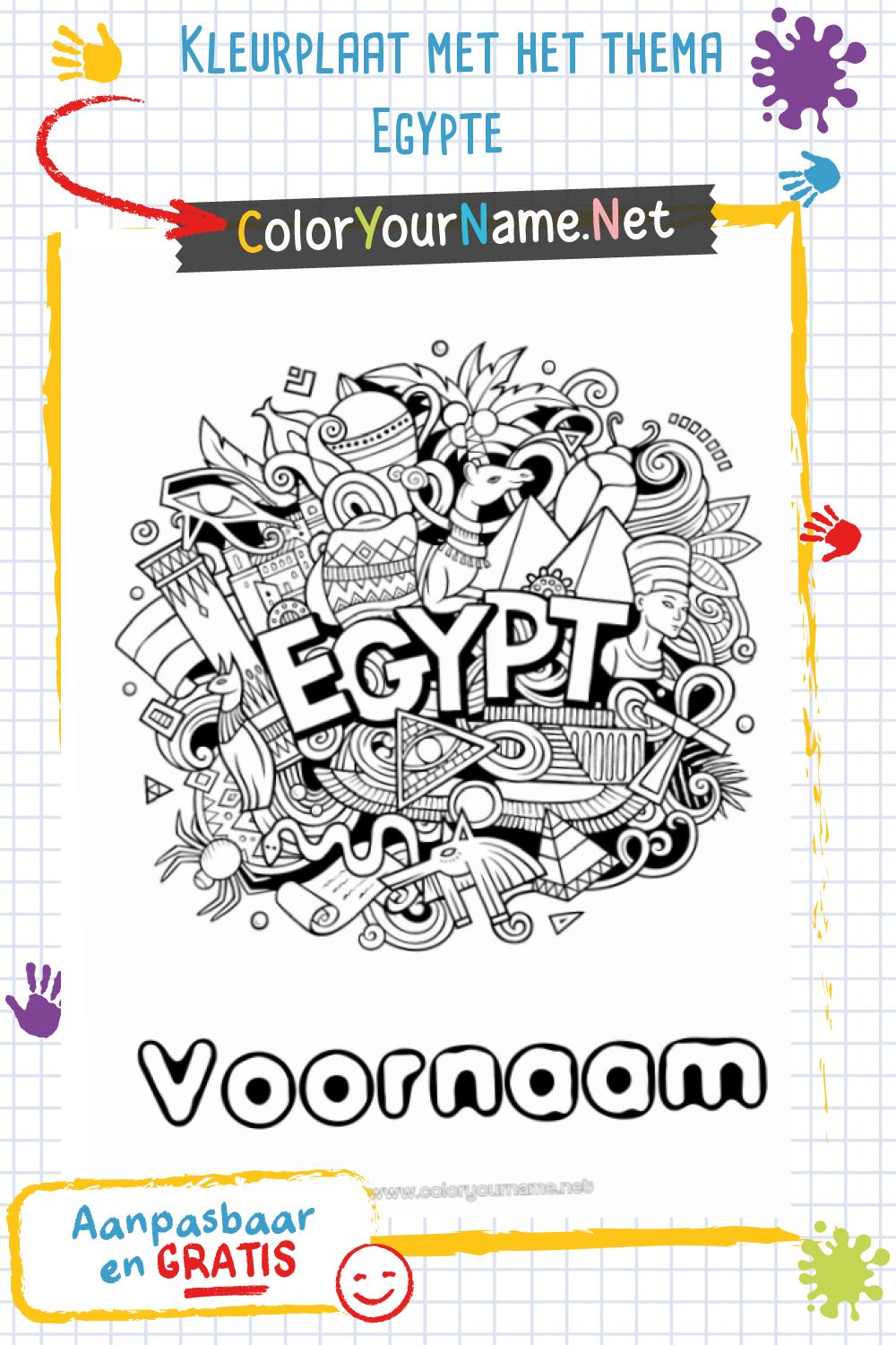 Kleurplaat met het thema Egypte