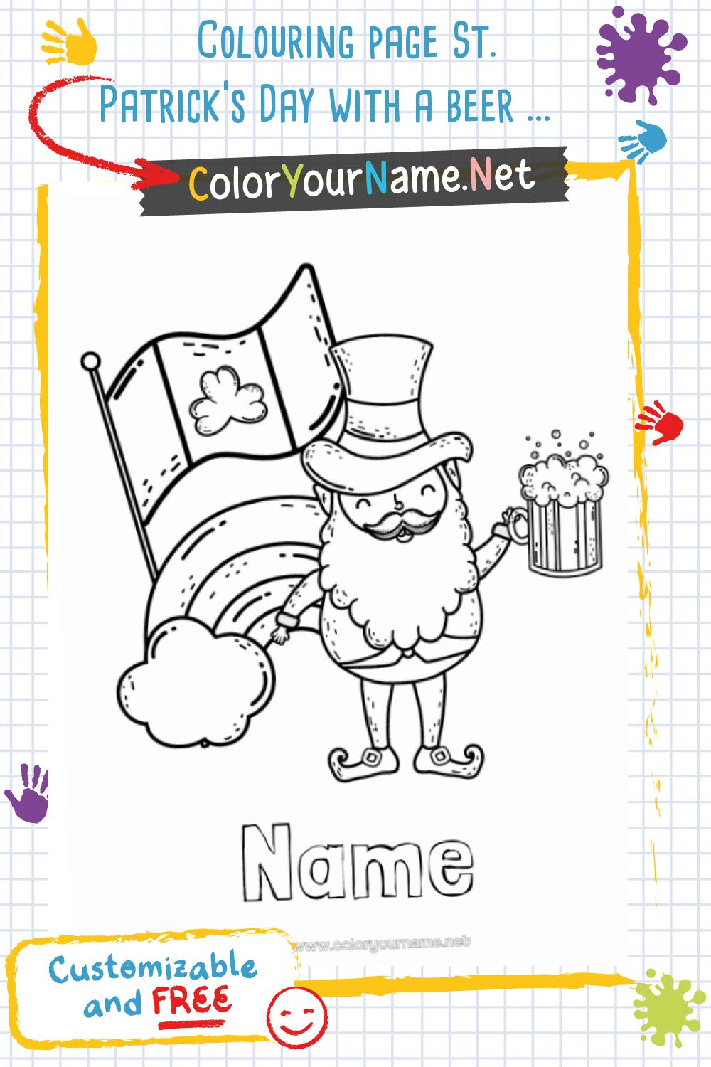 Coloring page No.1105 - Ireland Saint Patrick's Day Leprechaun