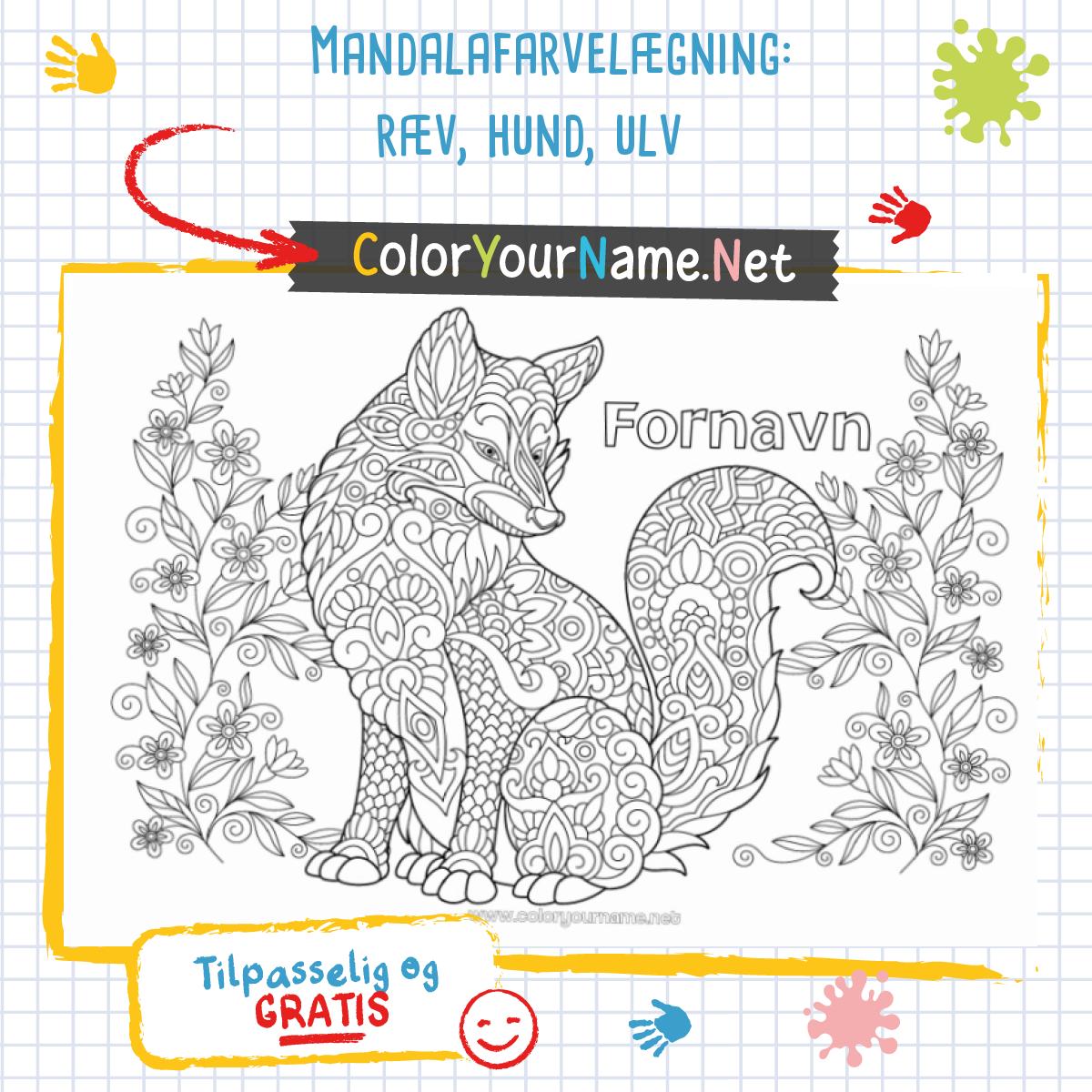Mandalafarvelægning: ræv, hund, ulv