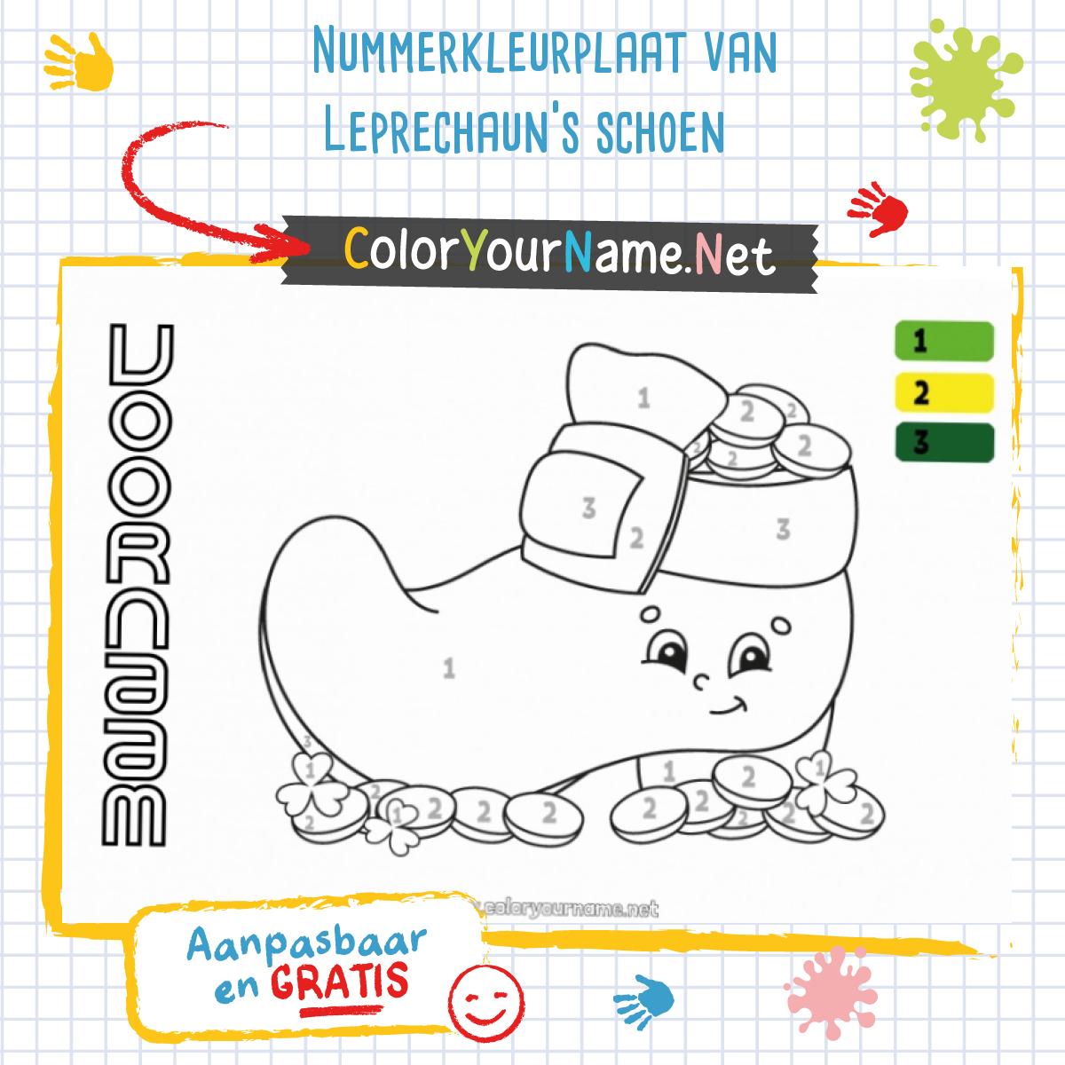 Nummerkleurplaat van Leprechaun's schoen