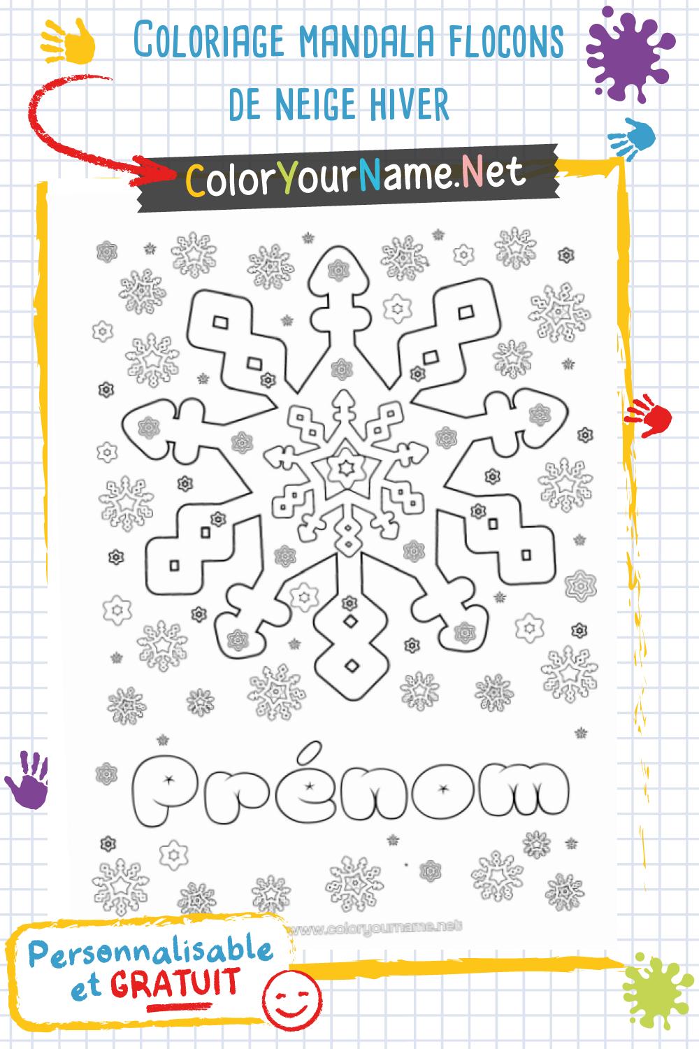 Coloriage mandala flocons de neige hiver