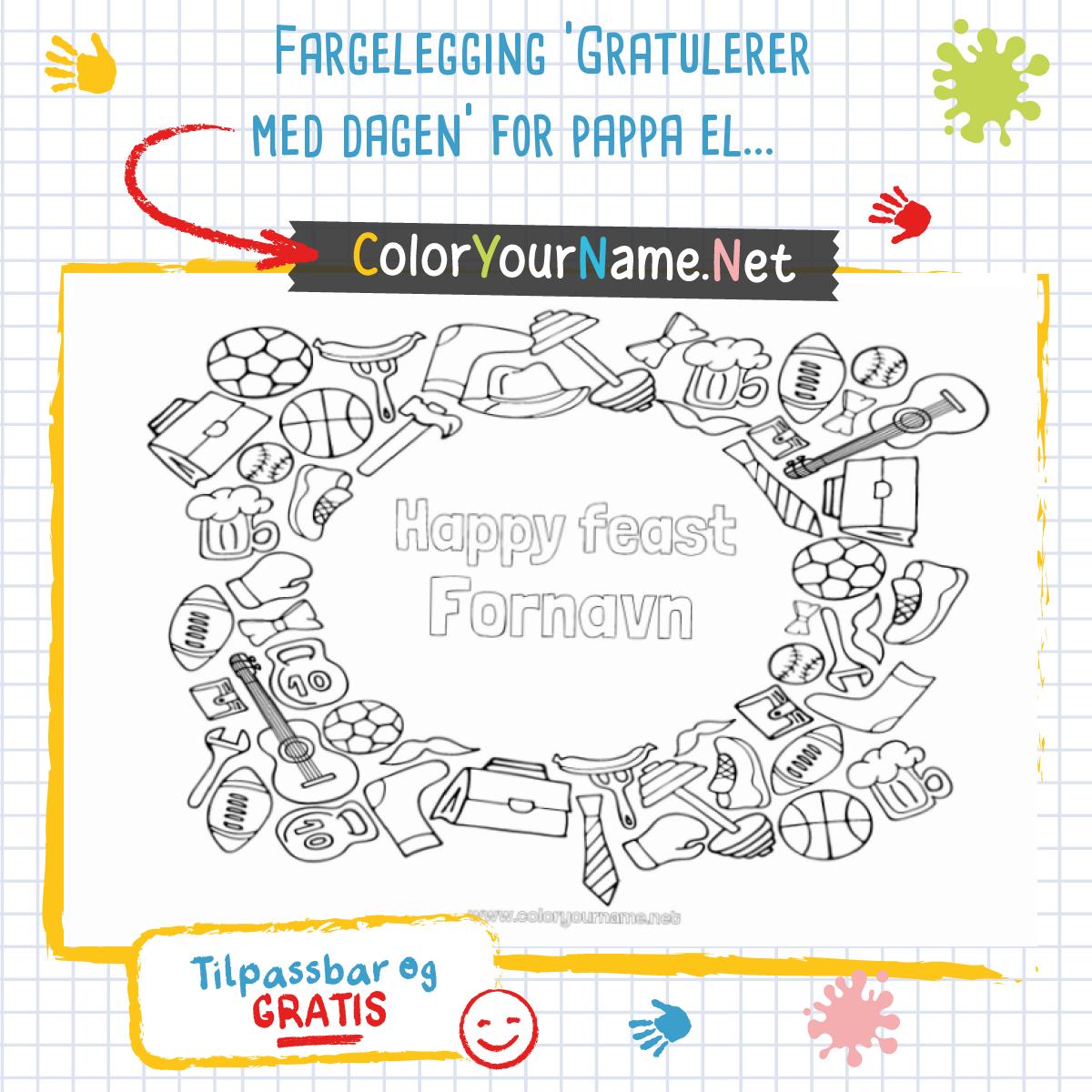 Fargelegging 'Gratulerer med dagen' for pappa eller bestefar