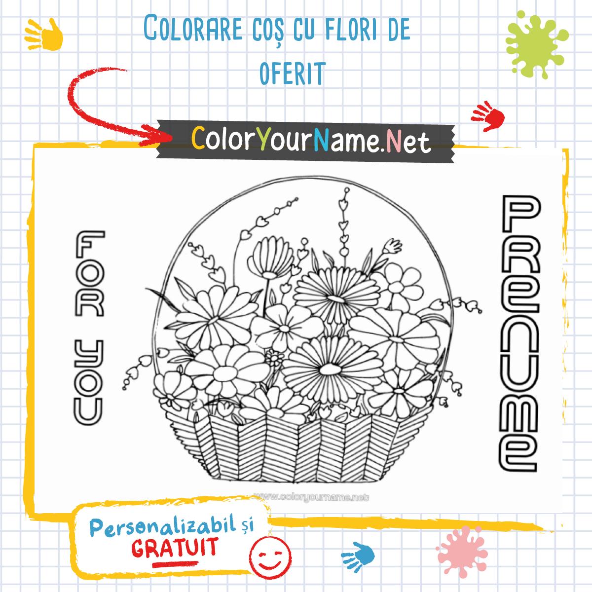 Colorare coș cu flori de oferit