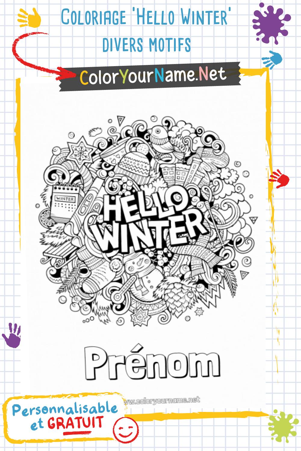 Coloriage 'Hello Winter' divers motifs