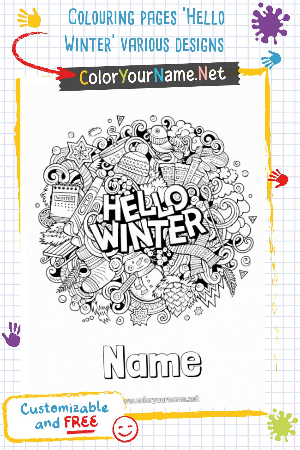 Colouring pages 'Hello Winter' various designs