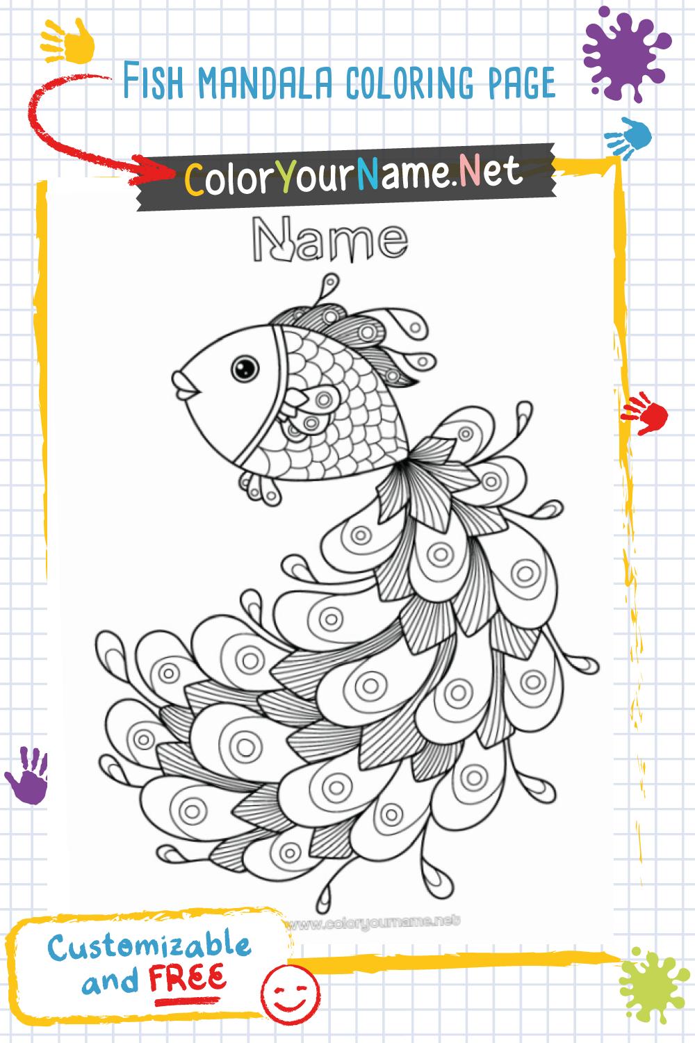 Fish mandala coloring page