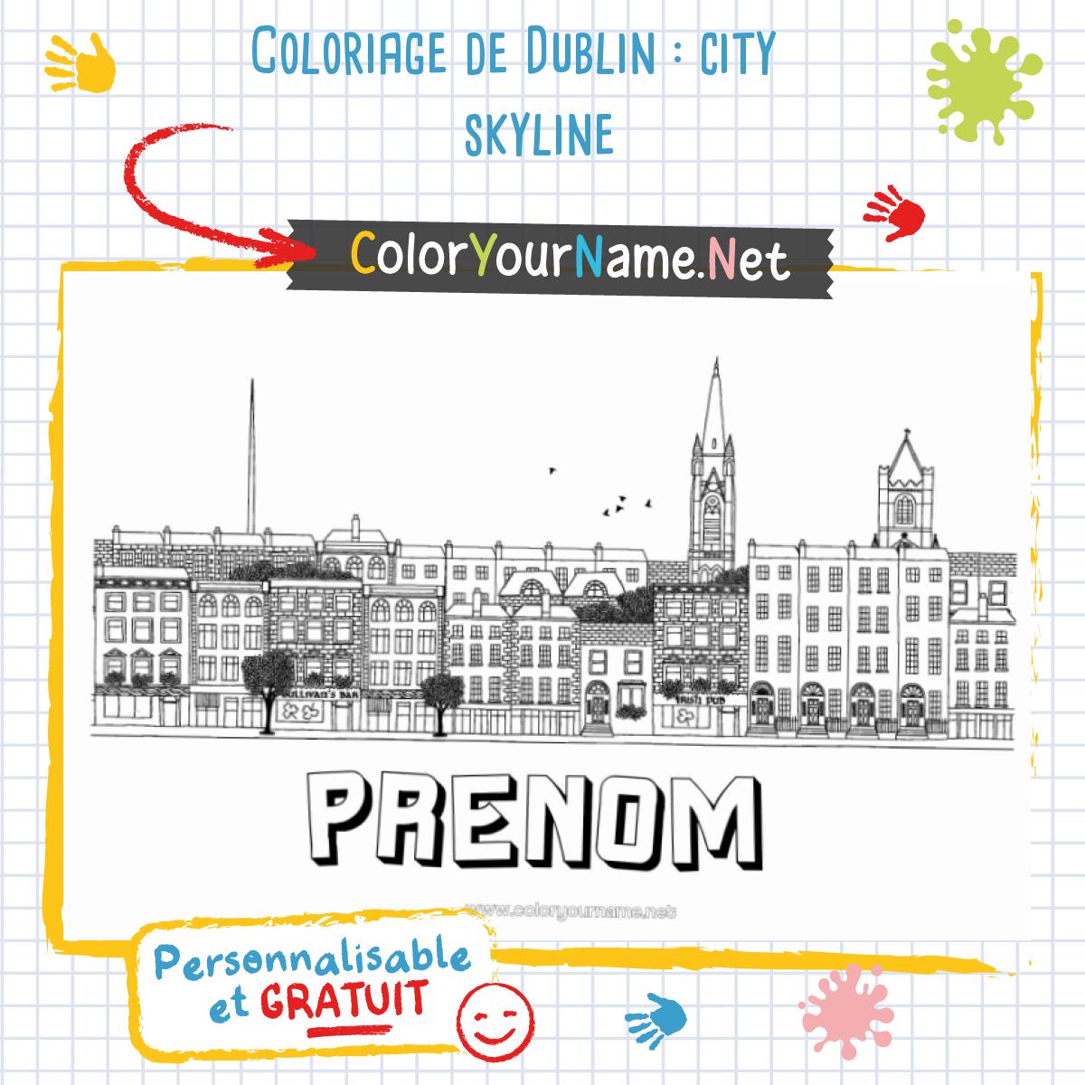 Coloriage de Dublin : city skyline