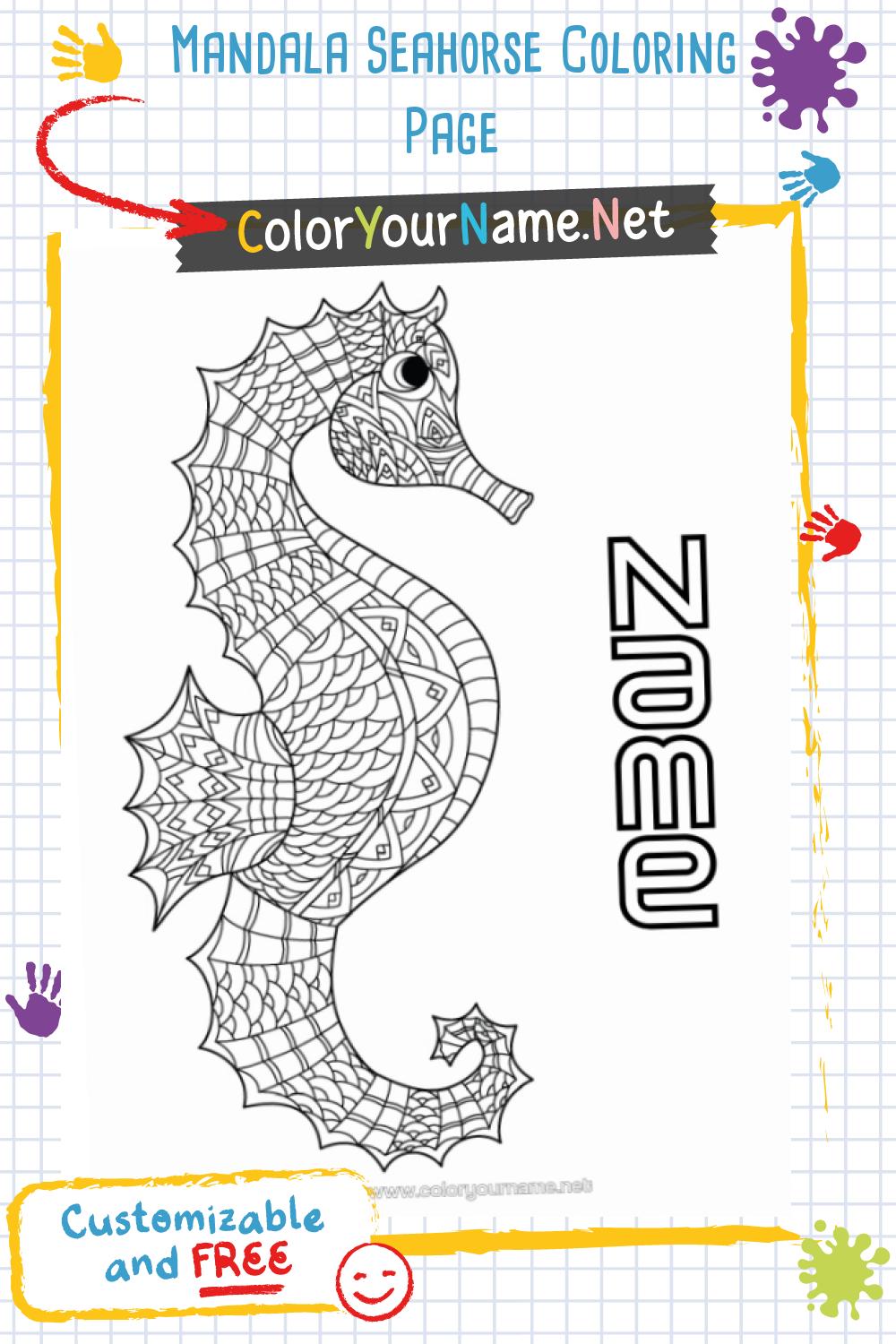Mandala Seahorse Coloring Page