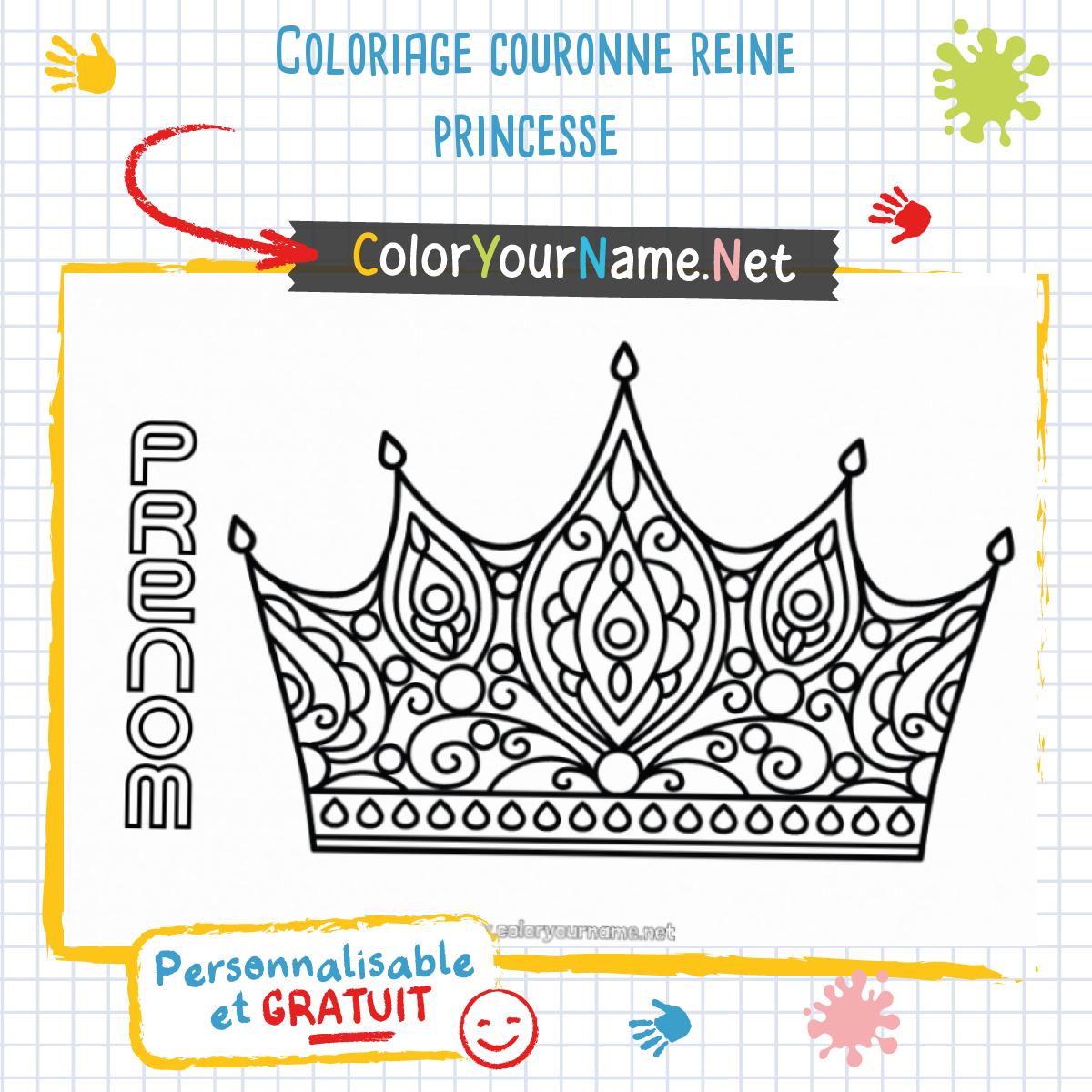 Coloriage couronne reine princesse