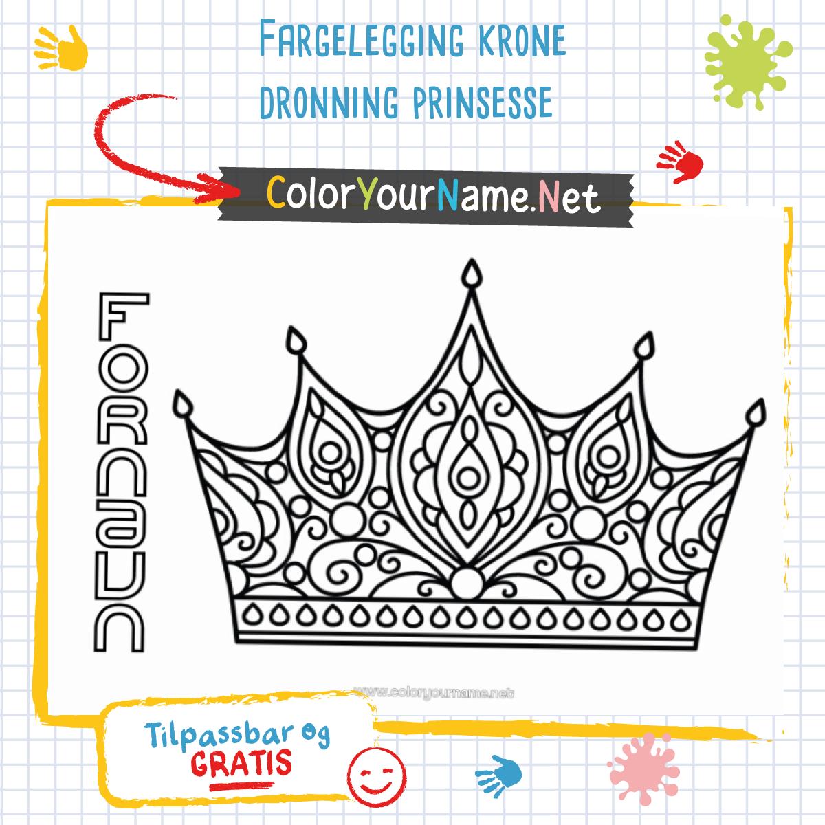 Fargelegging krone dronning prinsesse