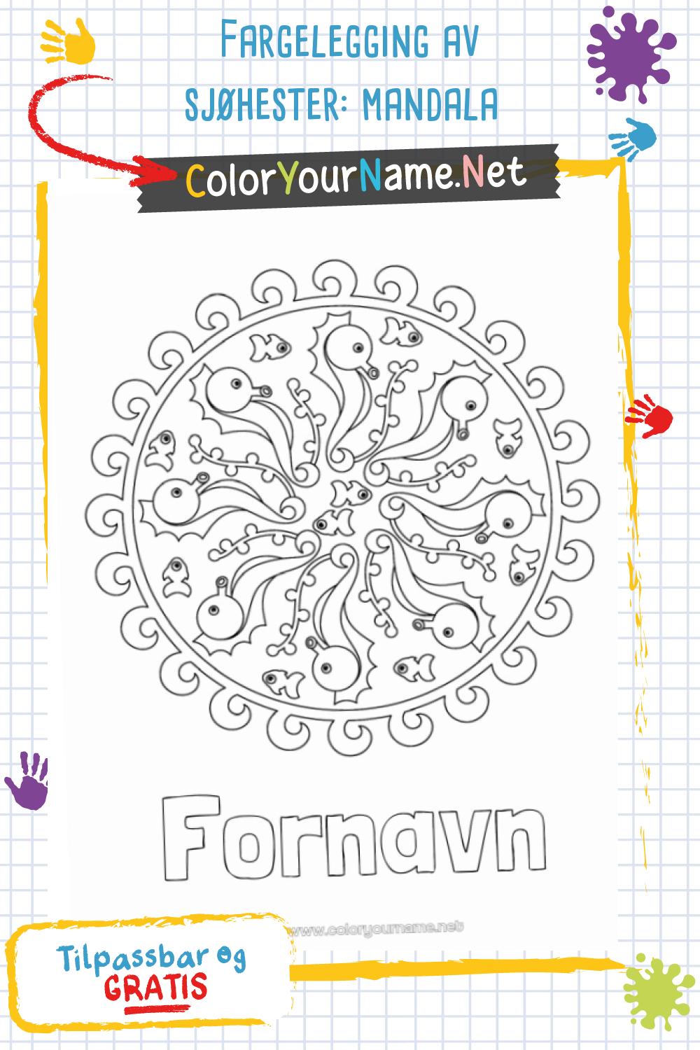 Fargelegging av sjøhester: mandala