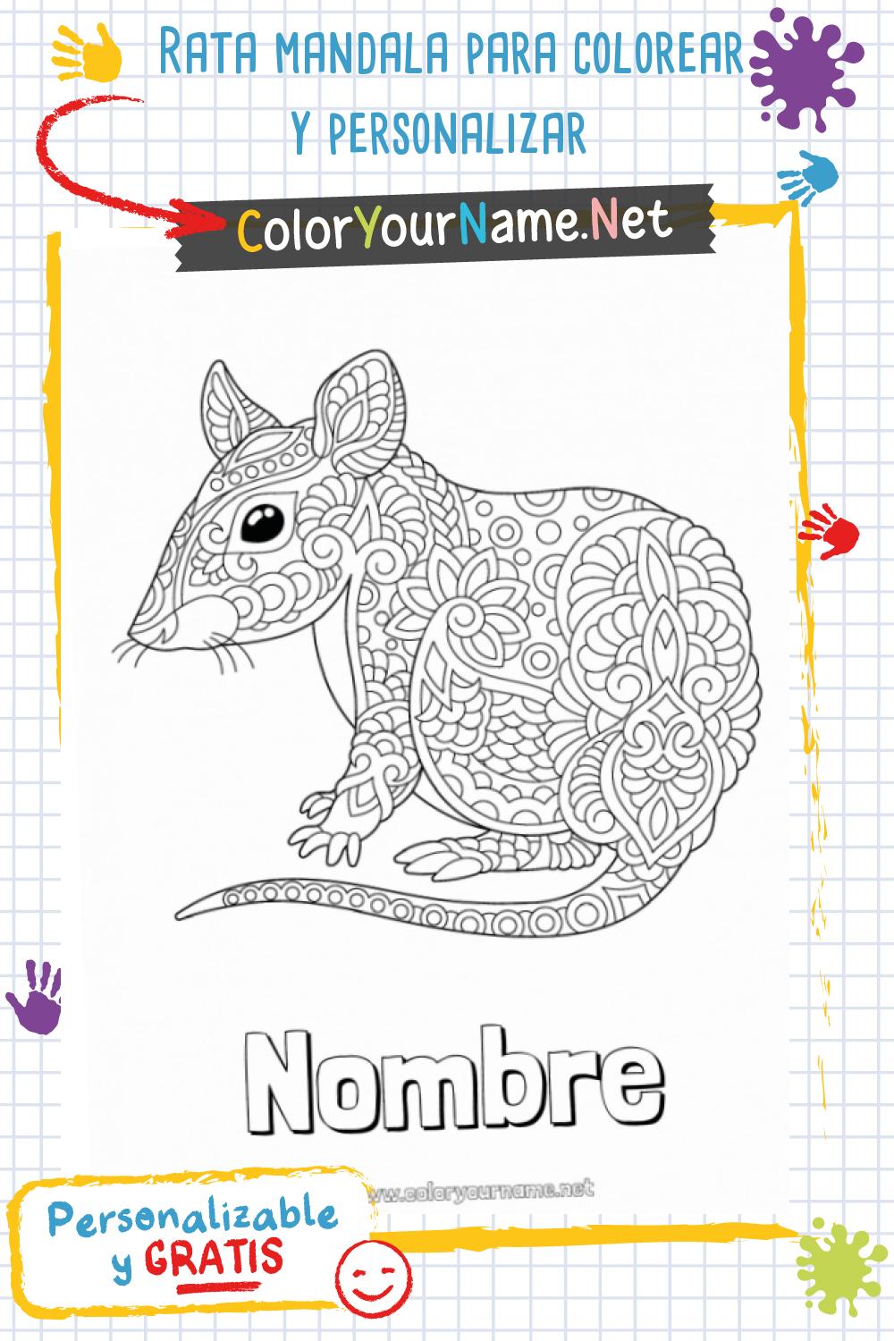 Rata mandala para colorear y personalizar