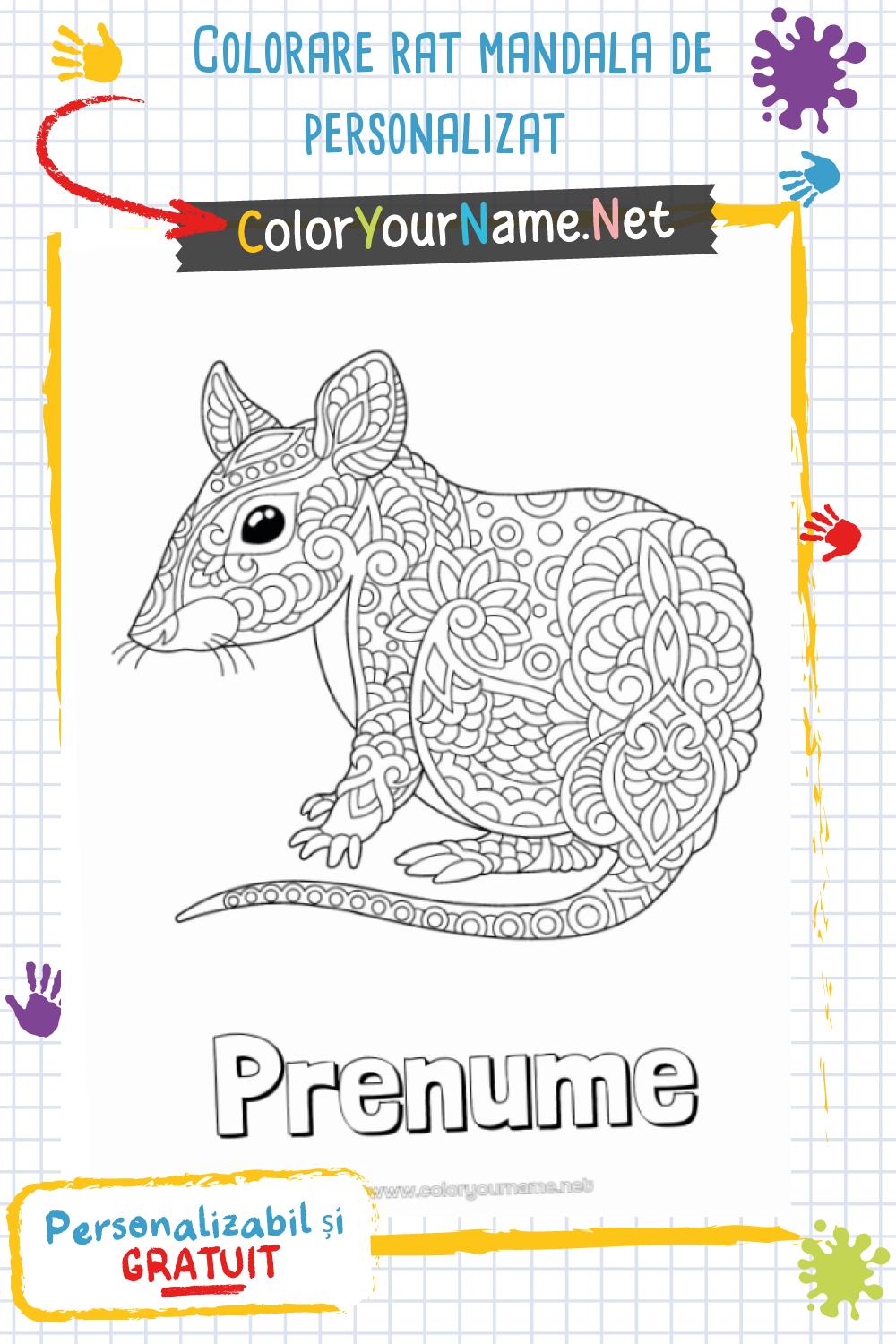 Colorare rat mandala de personalizat
