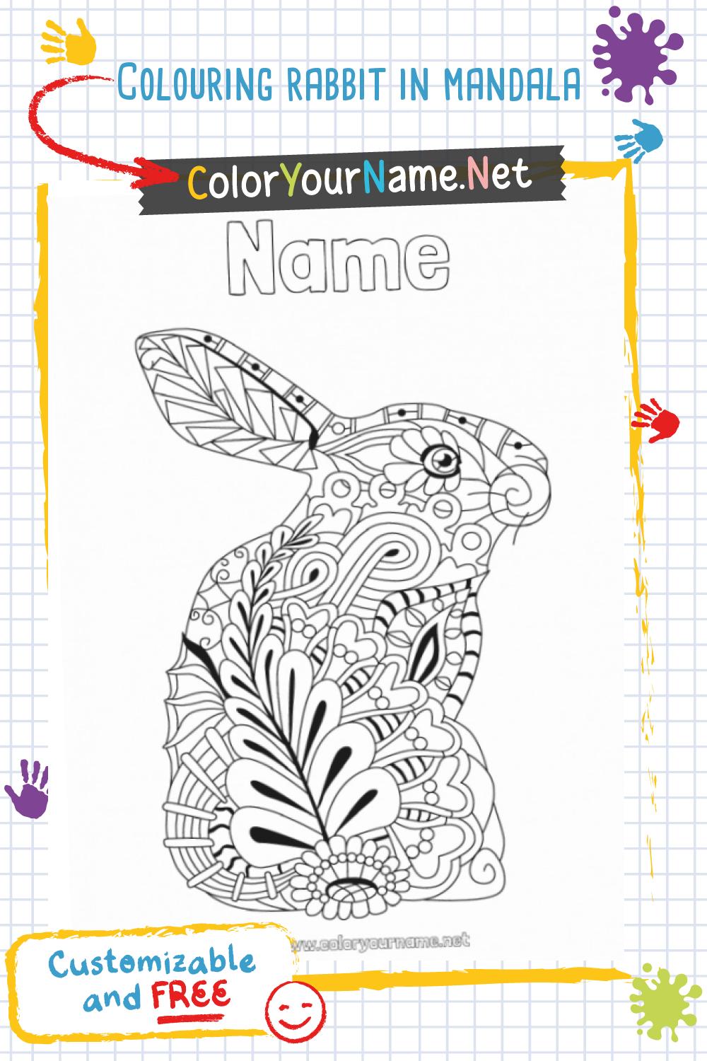 Colouring rabbit in mandala