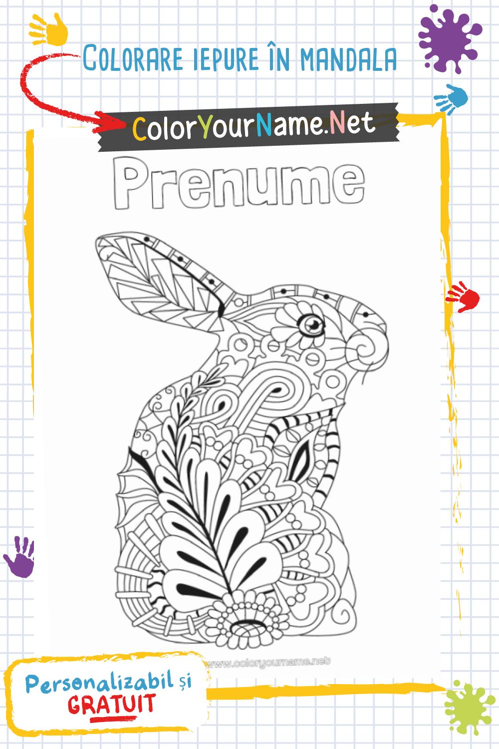 Colorare iepure în mandala