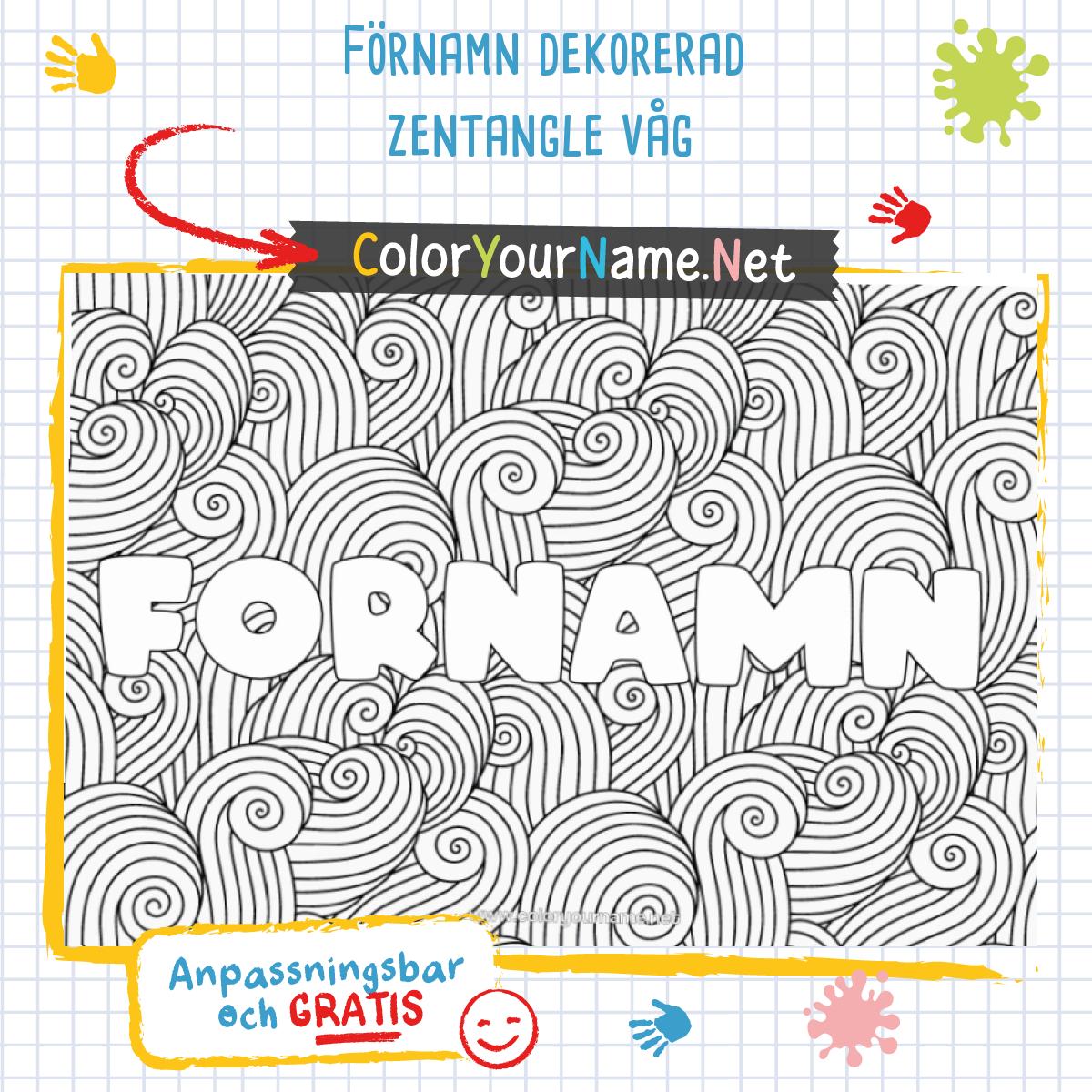 Förnamn dekorerad zentangle våg