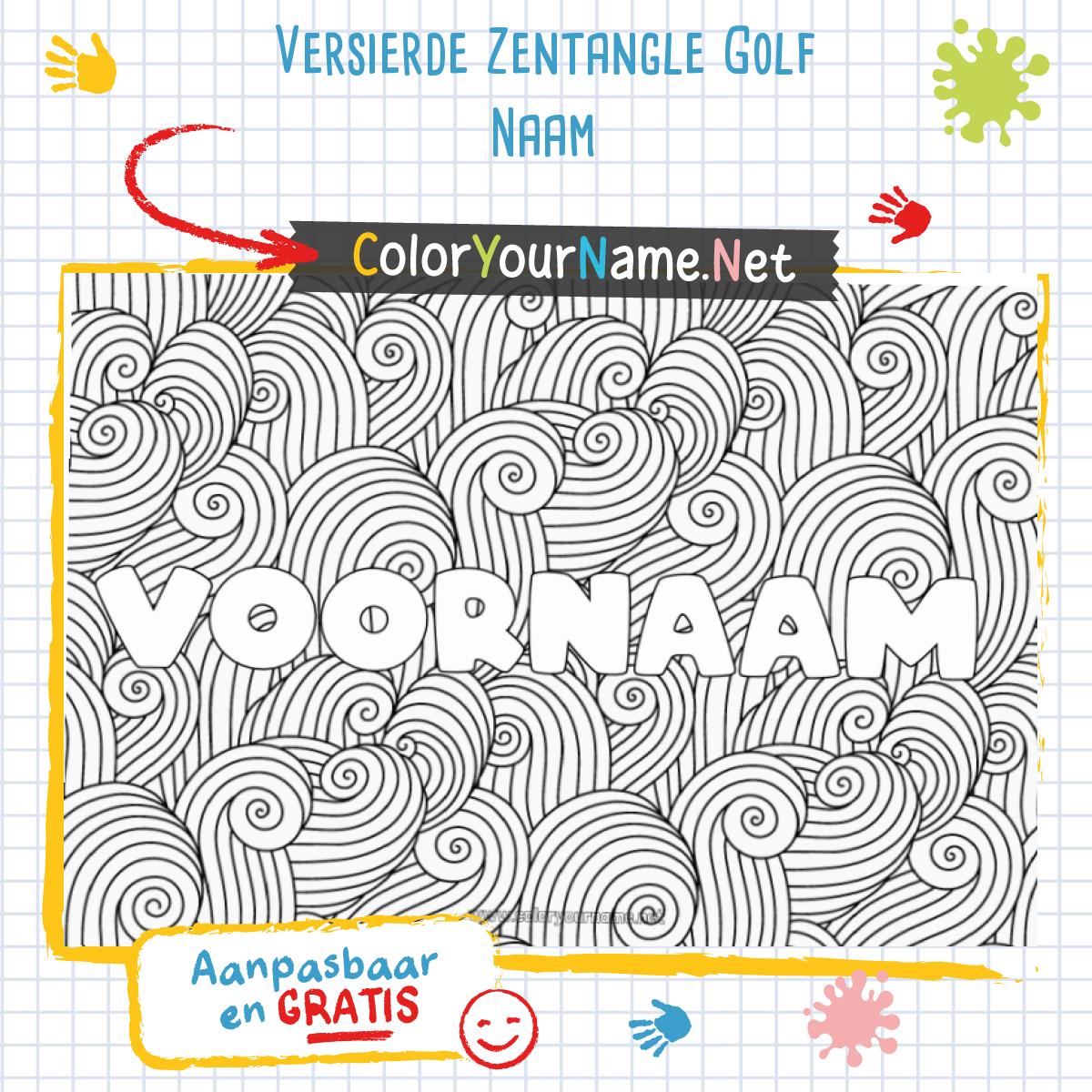Versierde Zentangle Golf Naam