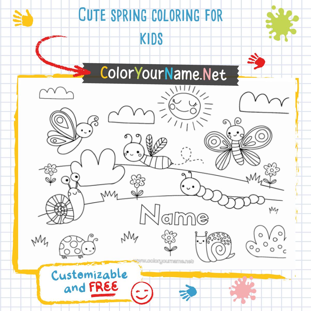 Cute spring coloring for kids