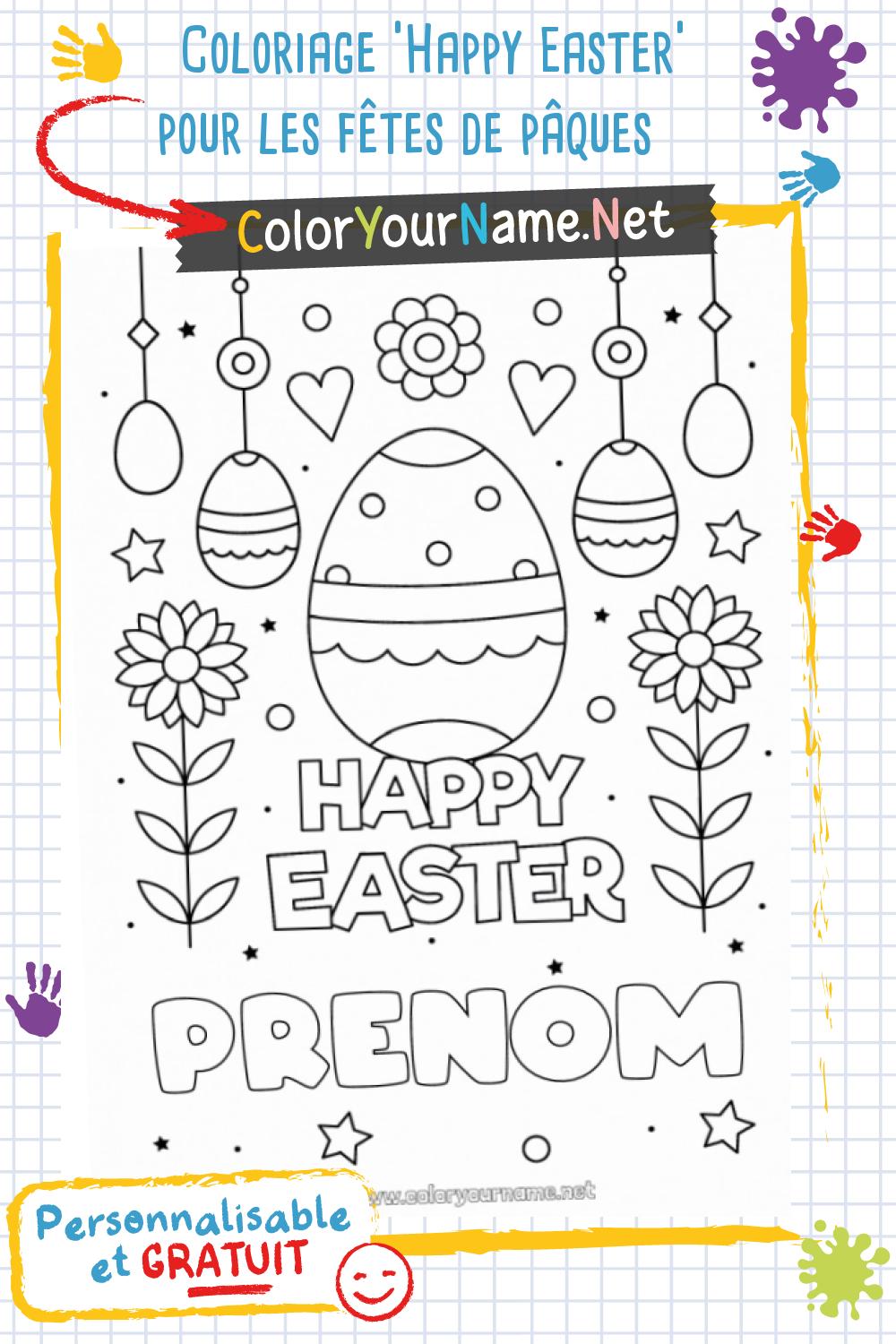 Coloriage 'Happy Easter' pour les fêtes de pâques