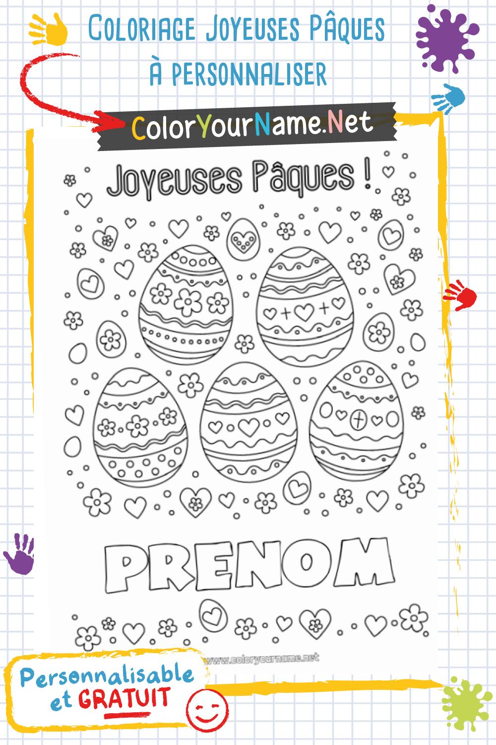 Coloriage Joyeuses Pâques à personnaliser
