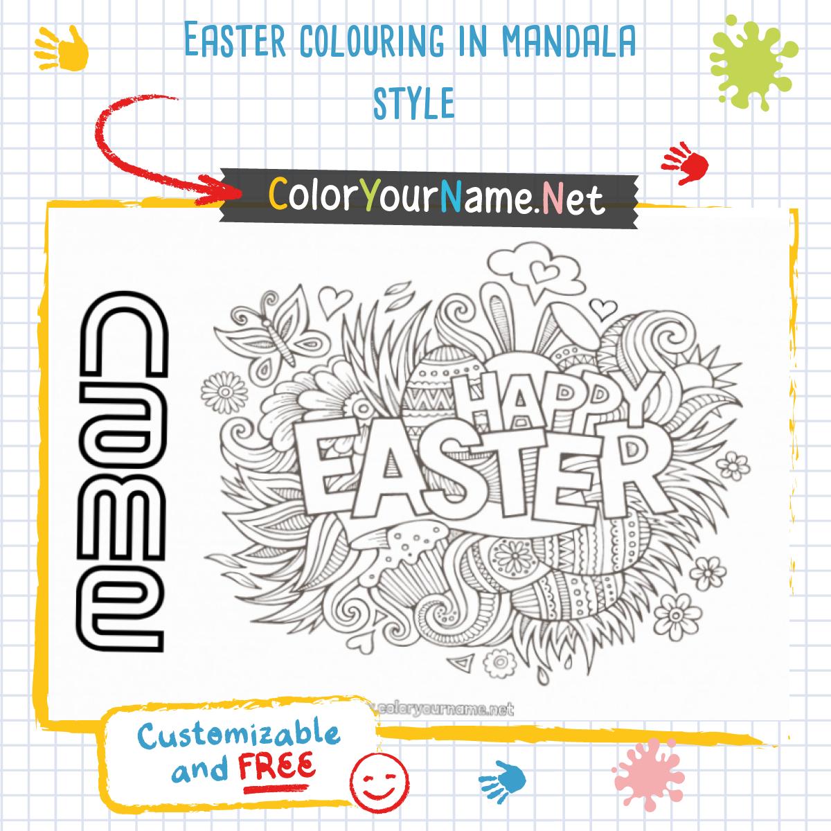Easter colouring in mandala style