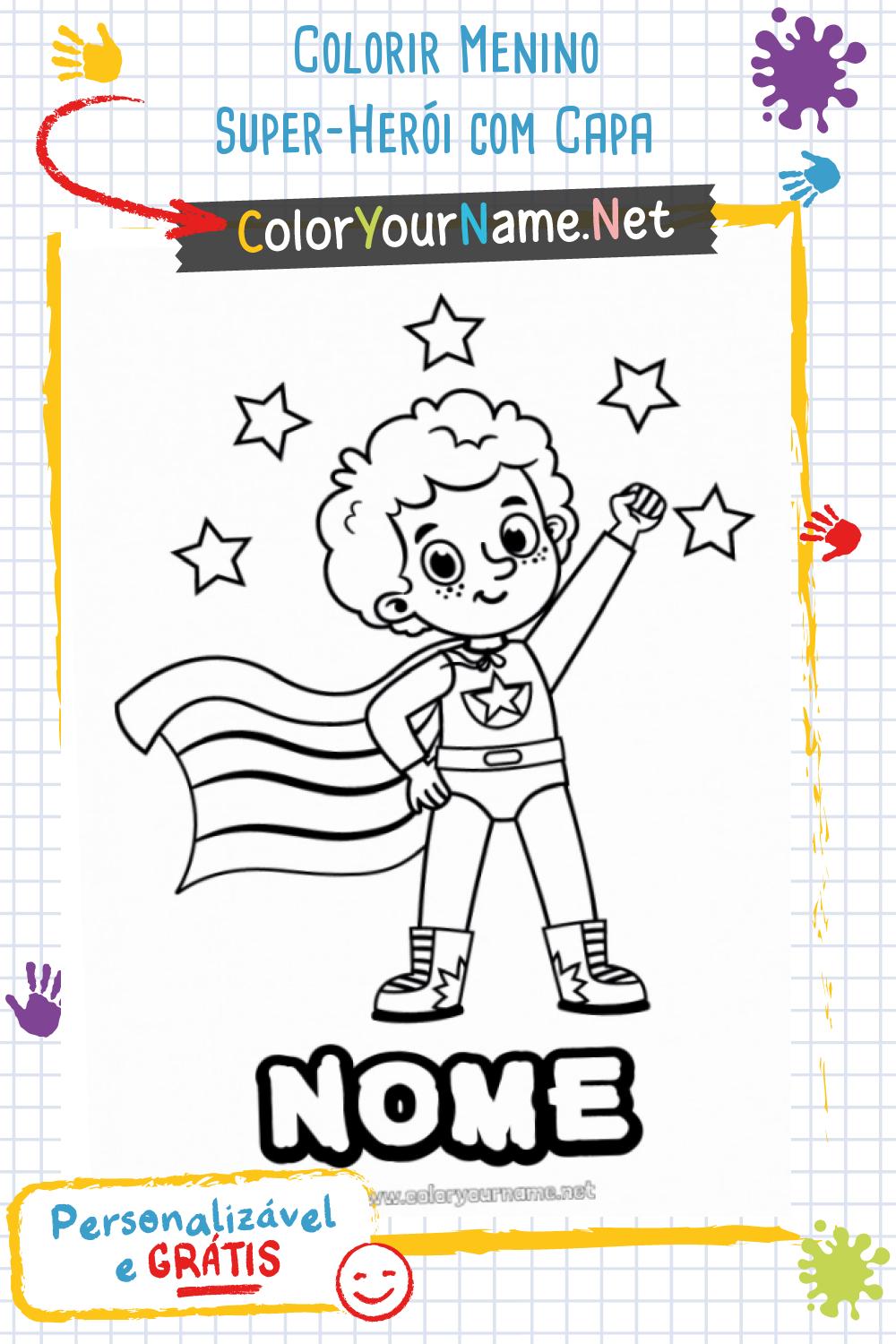Colorir Menino Super-Herói com Capa