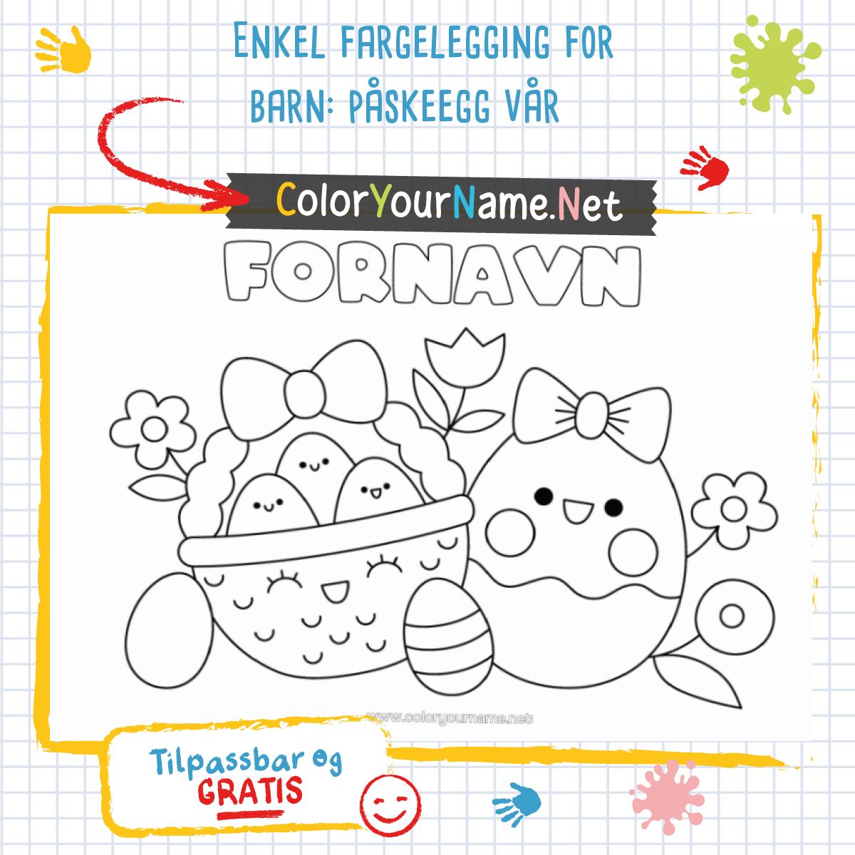 Enkel fargelegging for barn: påskeegg vår