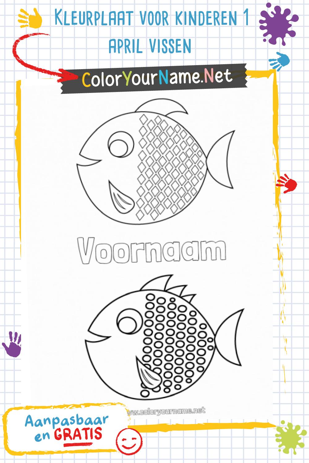 Kleurplaat voor kinderen 1 april vissen