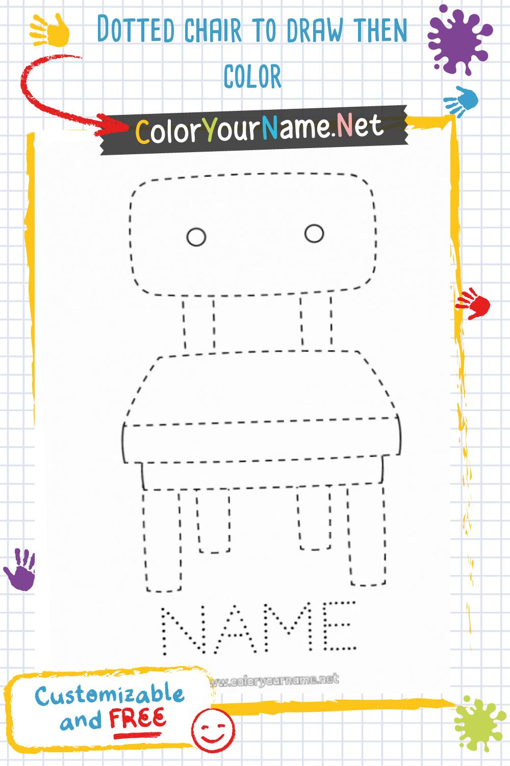 Dotted chair to draw then color