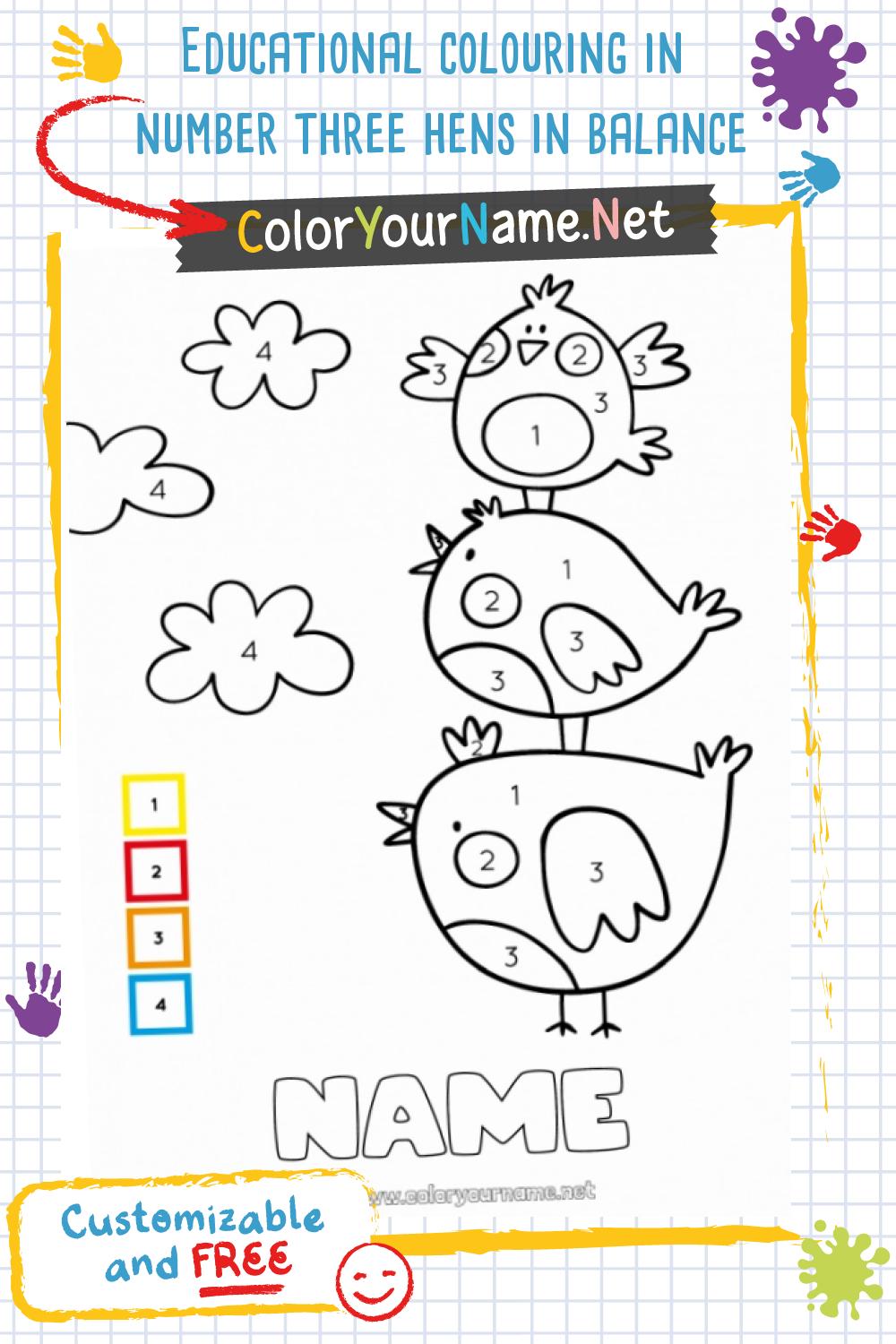 Coloring page No.1353 - Number Bird Hen