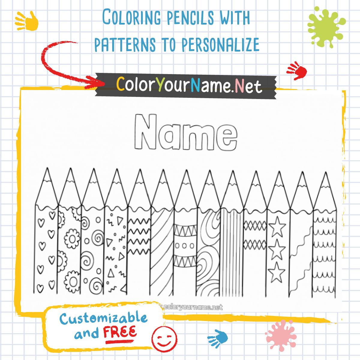 Coloring pencils with patterns to personalize