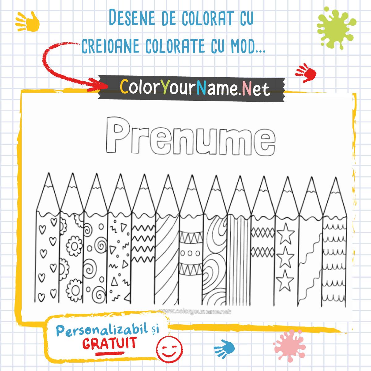 Desene de colorat cu creioane colorate cu modele personalizabile