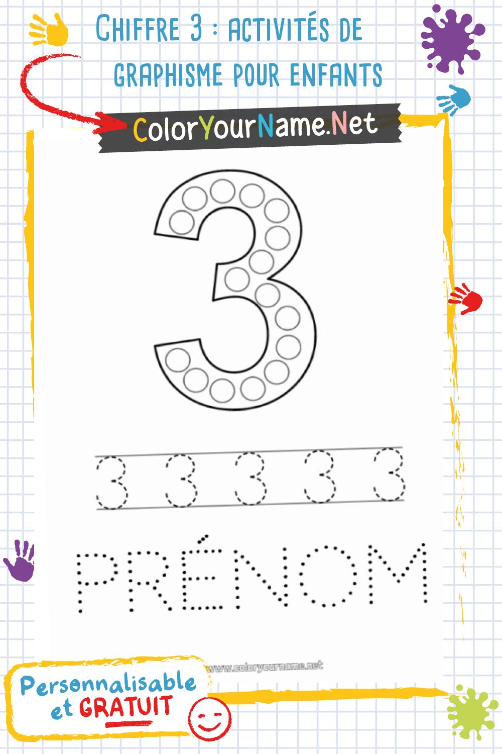 Chiffre 3 : activités de graphisme pour enfants
