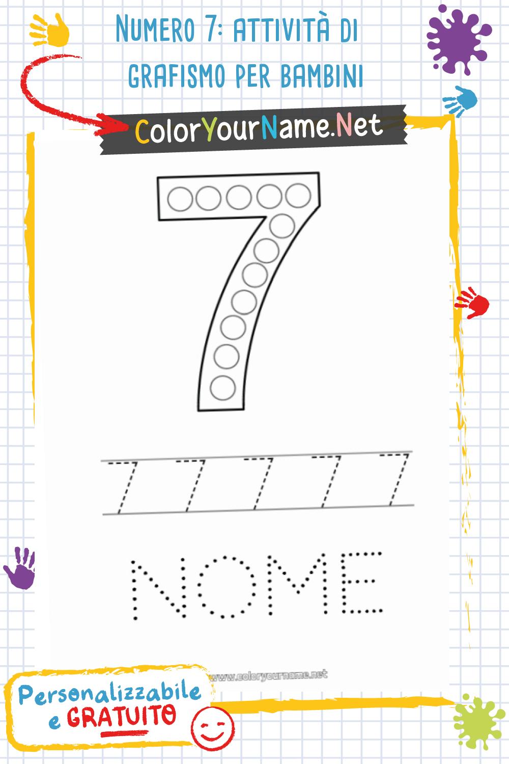 Numero 7: attività di grafismo per bambini