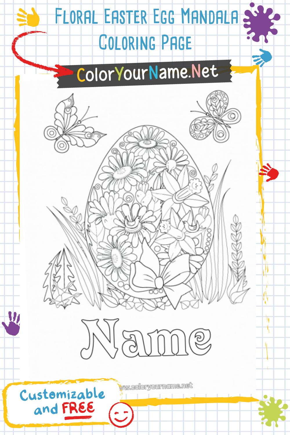 Floral Easter Egg Mandala Coloring Page