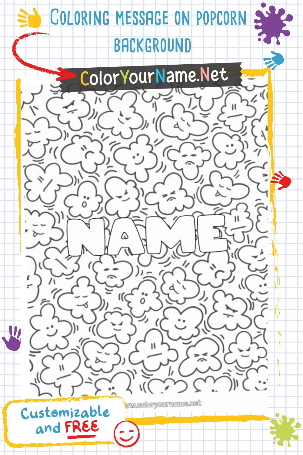 Coloring message on popcorn background