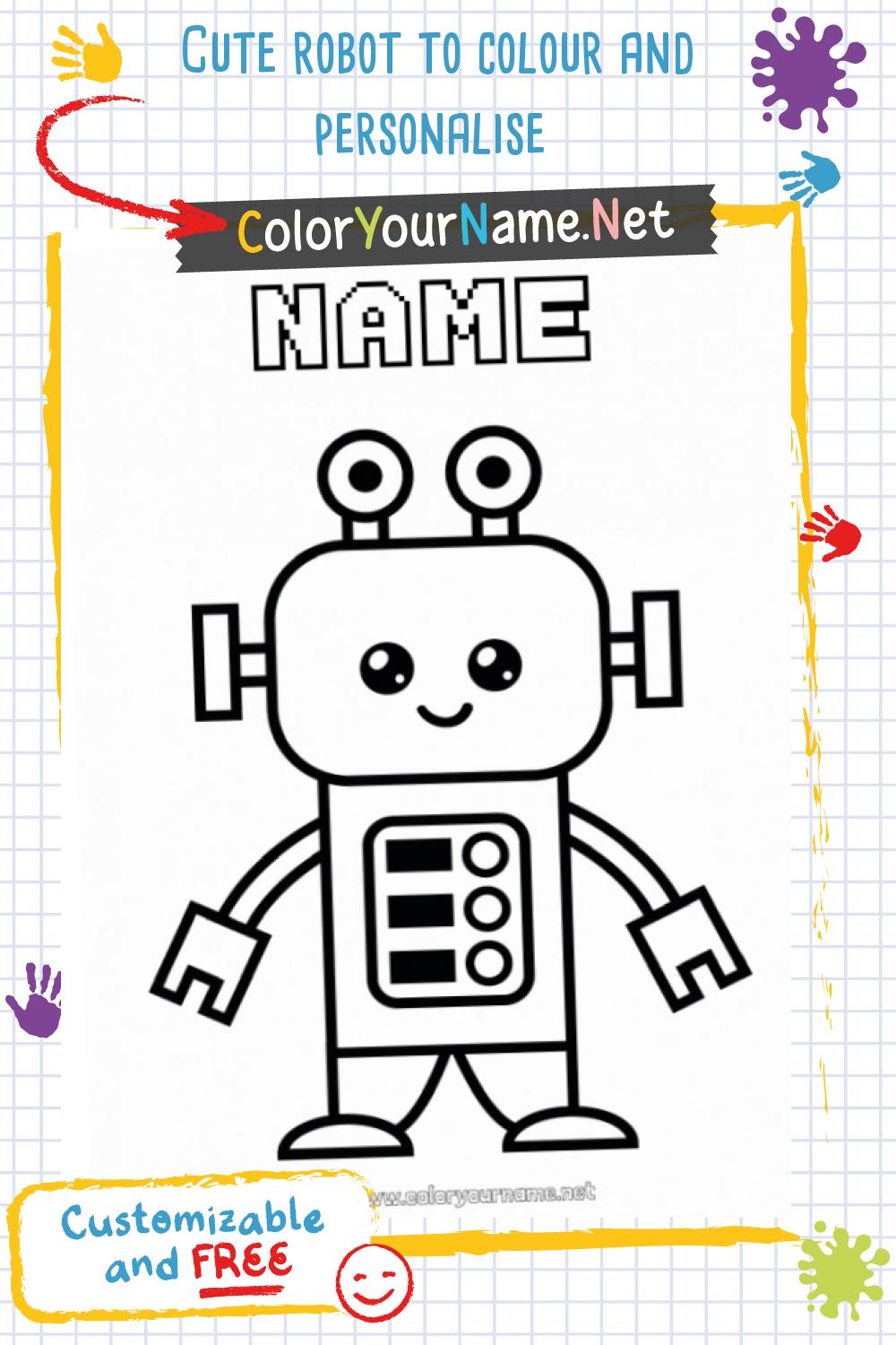 Cute robot to colour and personalise
