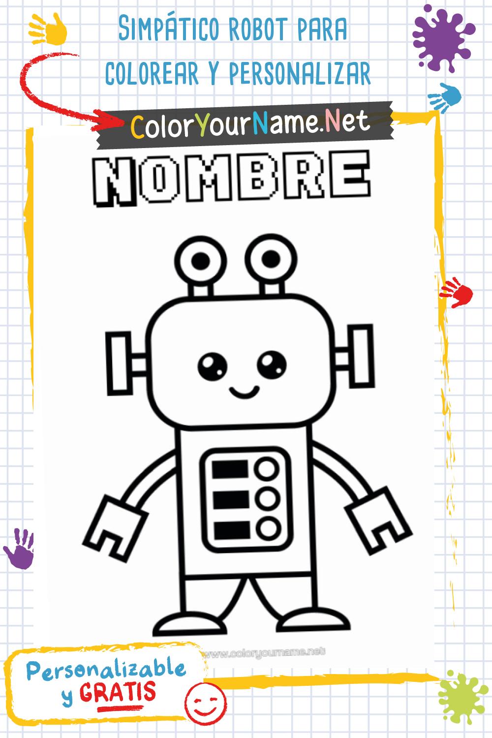 Simpático robot para colorear y personalizar