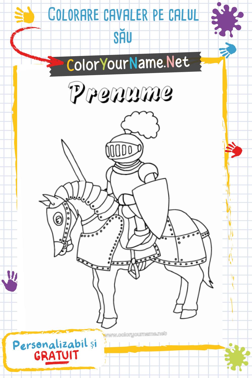 Colorare cavaler pe calul său